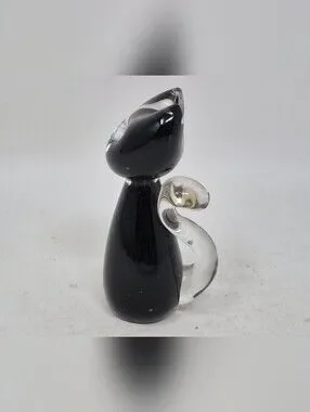 Accents | Black And Clear Art Glass Cat With Googly Style Eyes | Poshmark